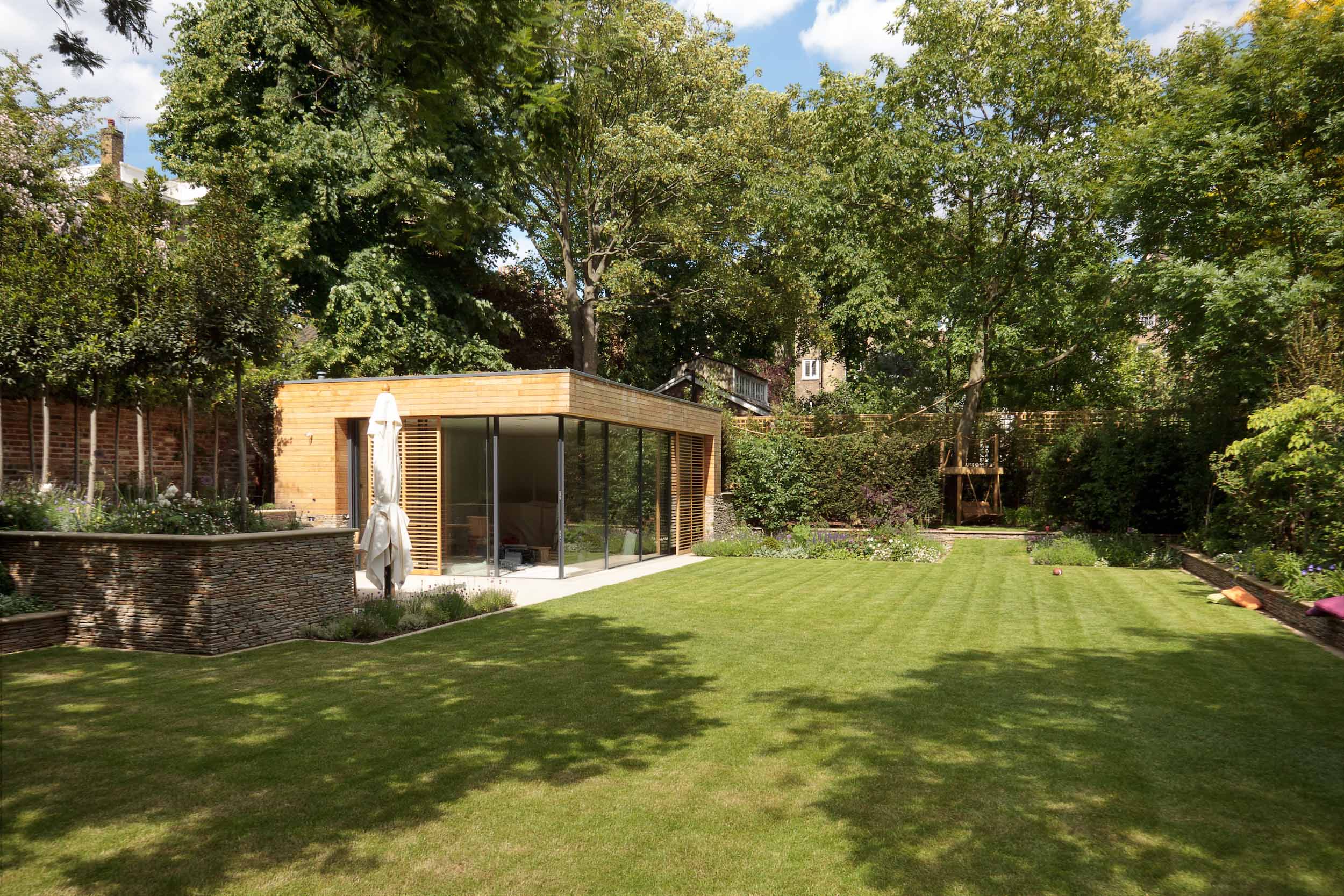 Large Grand Garden Designed With Stone Wood Family Pavilion