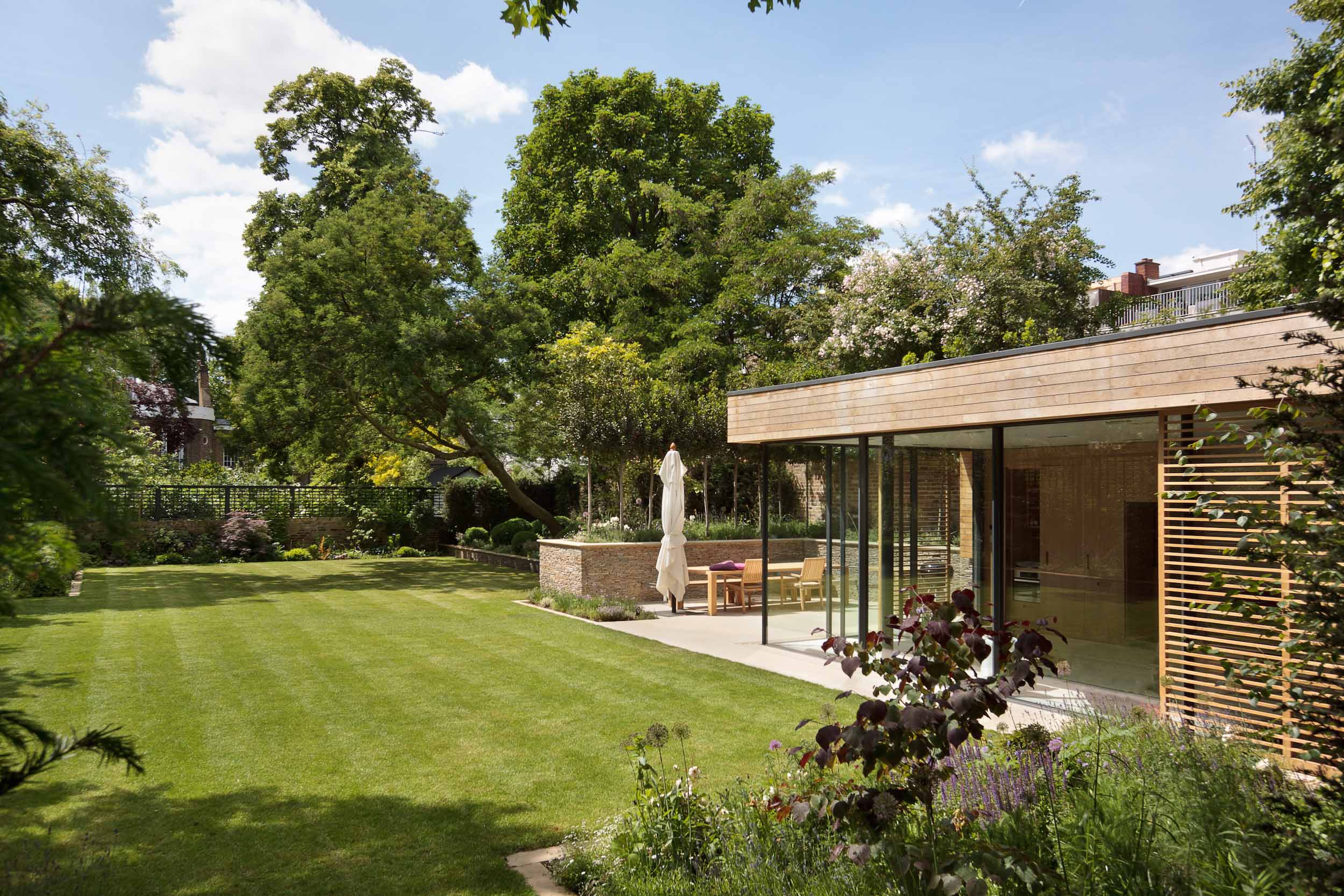 Large Grand Garden Designed With Stone Wood Family Pavilion