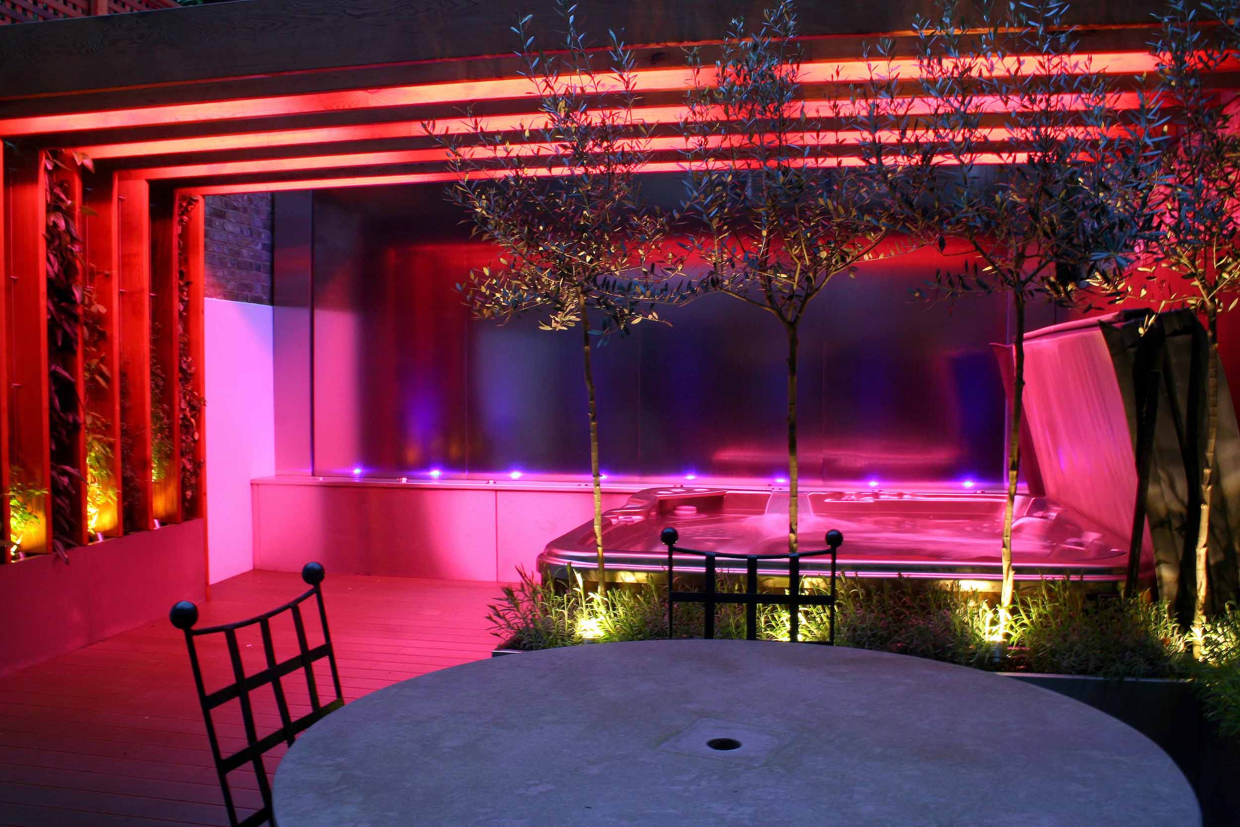 Outdoor Hot Tub Waterwall Feature Garden Design Central London