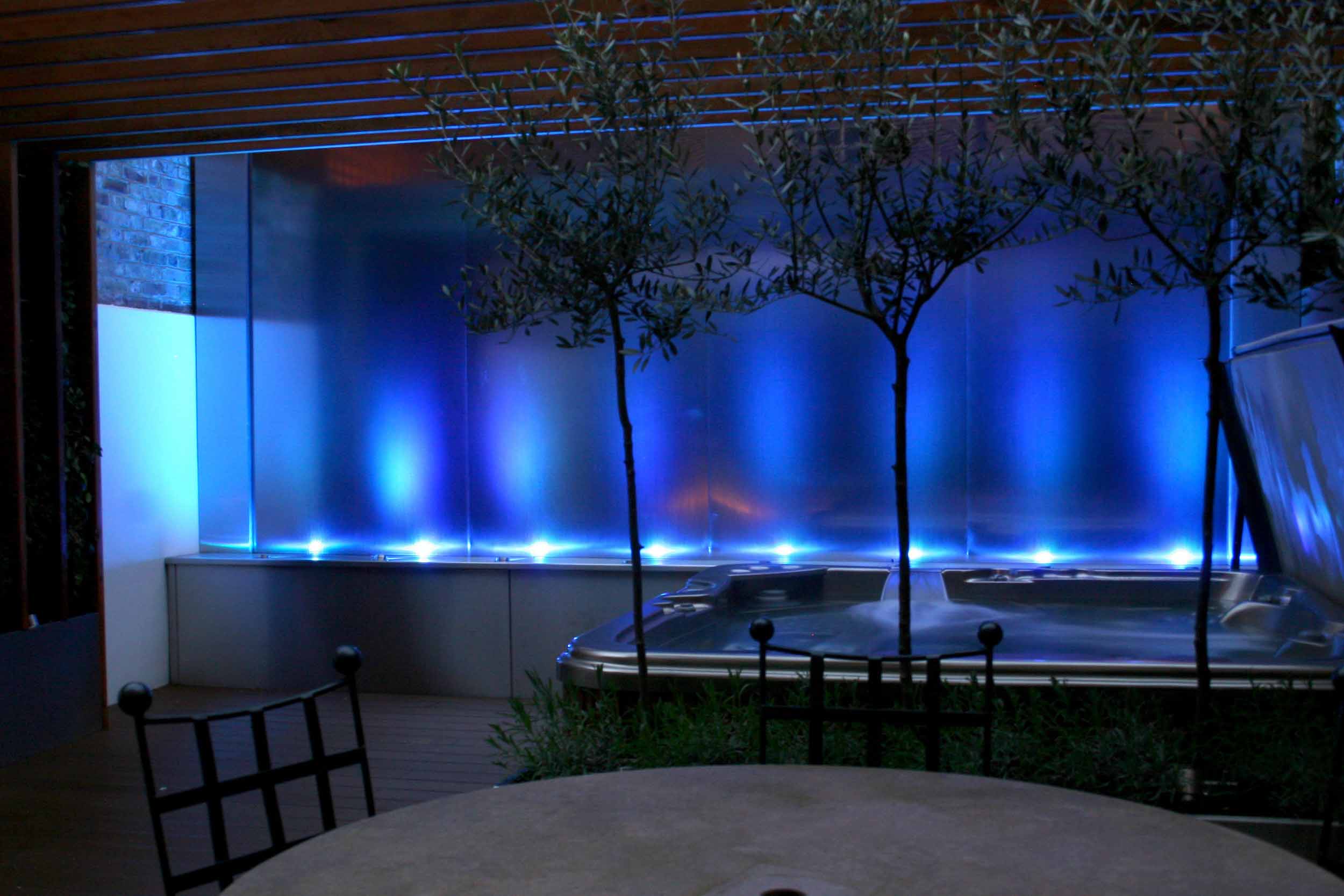 Outdoor Hot Tub Waterwall Feature Garden Design Central London